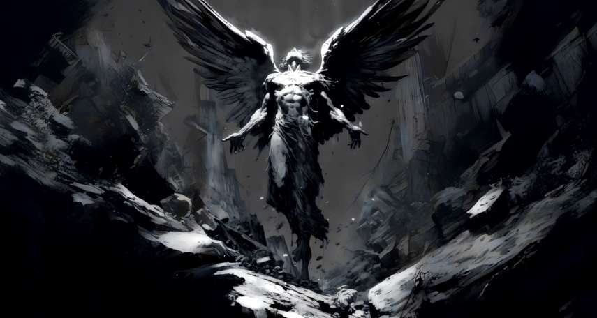 Fallen Angel in the Ruins Live Wallpaper