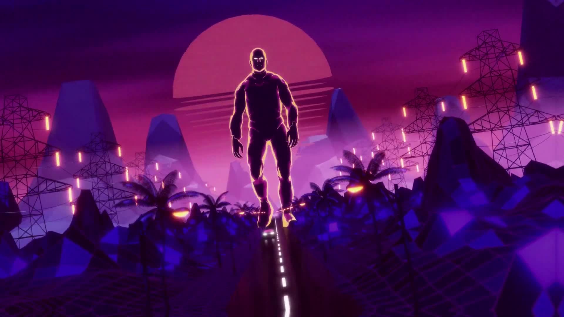 HD Video Cyberpunk retro walk Vj Loop Video